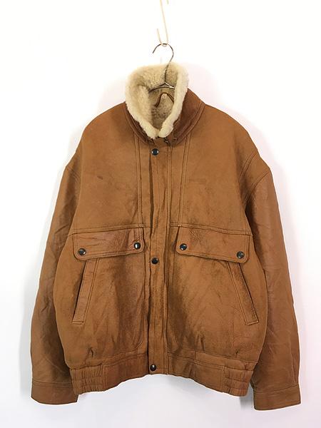 古着 70s 英国製 Owen Barry B-3 タイプ 本革 シープスキン レザー ボア ボンバー ジャケット 40