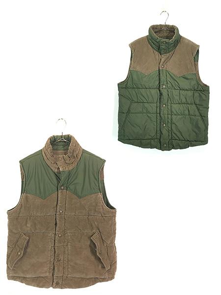 古着 00s Levi's ウエスタンヨーク ナイロン × コーデュロイ リバーシブル 中綿 ダウン ベスト スナップボタン L