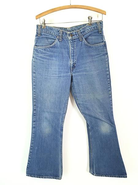 古着 70s Levi's 646-0217 ヒゲ 縦落ち ブルー デニム ベルボトム パンツ ジーンズ W31 L27.5