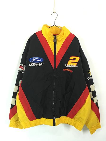 古着 90s No2 Rusty Wallace ドライバー 企業 刺しゅう レーシング パデット ナイロン ジャケット XL 古着