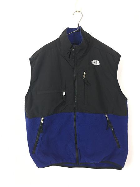 古着 TNF The North Face 青×黒 デナリ フリース ベスト L 古着