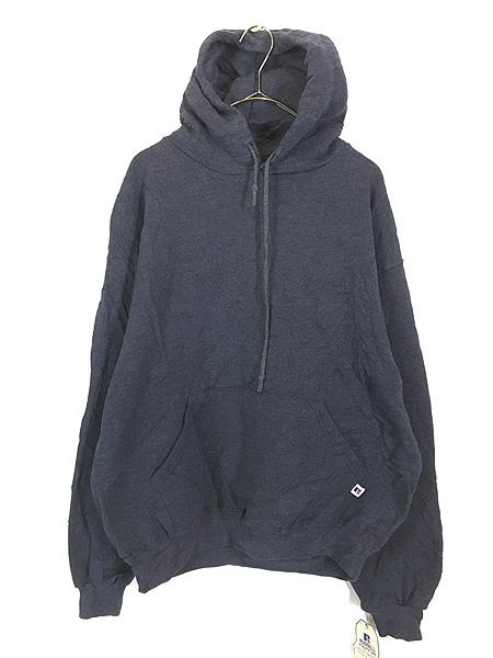 古着 Deadstock!! 90s Russell 無地 ソリッド セットイン スウェット パーカー ブルーグレー L