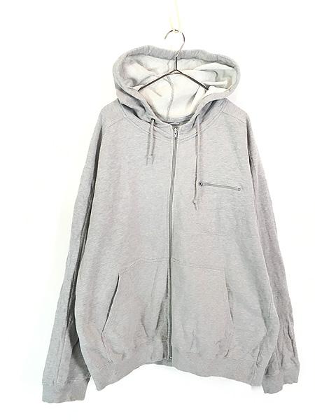 古着 90s LL Bean 無地 ソリッド 3ポケット & ビッグ フード スウェット ジップ パーカー L