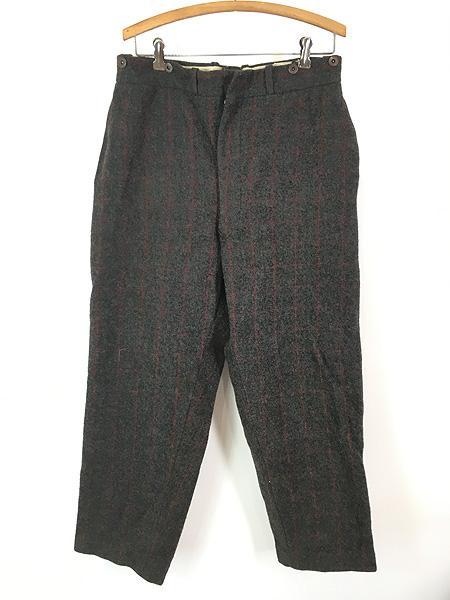 古着 70s WoolRich 名作 「MALONE」 ウィンドウ ペン チェック 防寒 メルトン ウール ハンティング パンツ W32