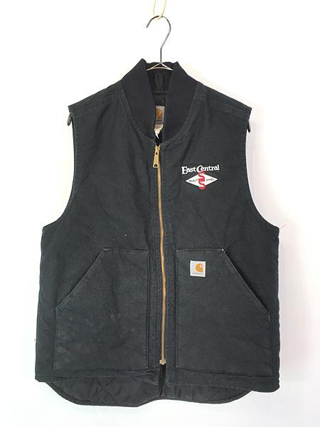 古着 90s Carhartt ブラック ダック 首リブ パデット ベスト M 古着