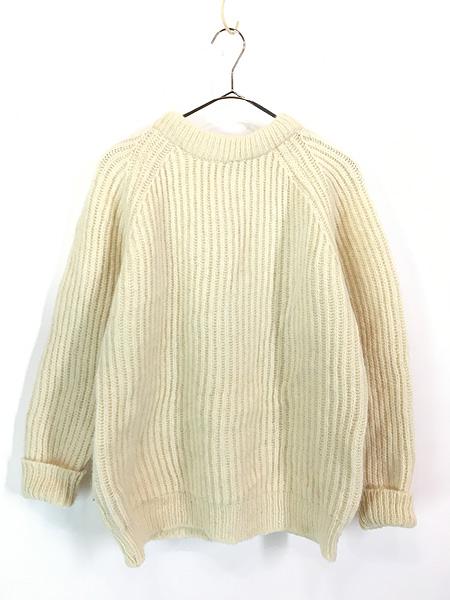 古着 80s 英国製 Peter Storm 黒タグ ローゲージ ヘビー ウール ニット モックネック セーター M