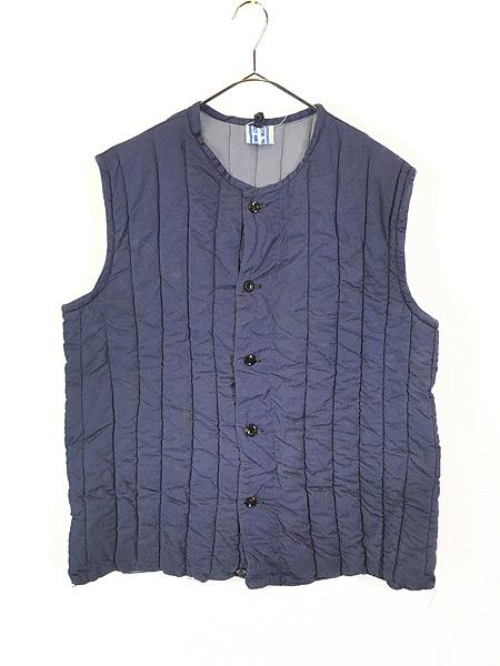 古着 70s ポーランド製 ユーロ ワーク コットン キルテイング ベスト 丸首 XL位