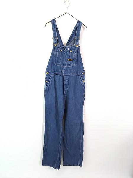 古着 60s USA製 BIG SMITH 100%コットン インディゴ デニム ワーク オーバーオール W34 L29