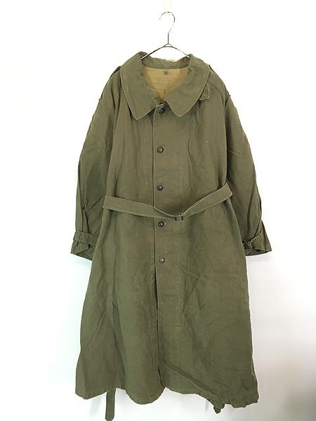 古着 40s フランス軍 M35 ミリタリー コットン キャンバス モーター サイクル オーバー コート オリーブ 1