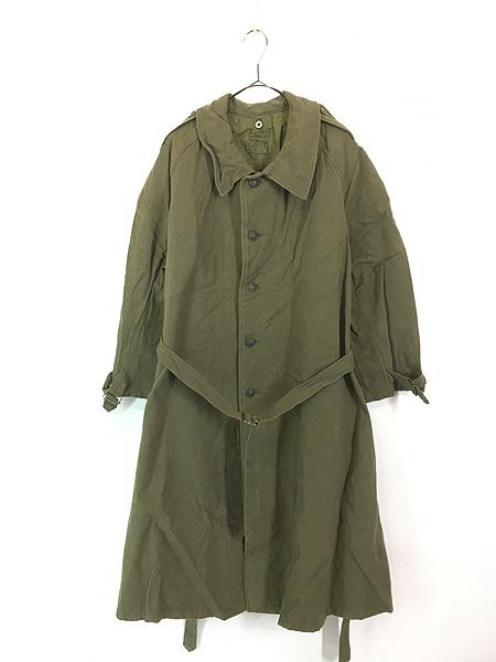 古着 40s フランス軍 M35 ミリタリー コットン キャンバス モーター サイクル オーバー コート オリーブ 2