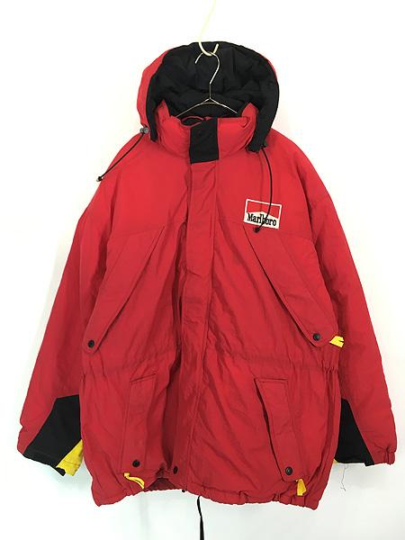 古着 90s Marlboro 企業 刺しゅう 2way ダウン ジャケット パーカー L 古着