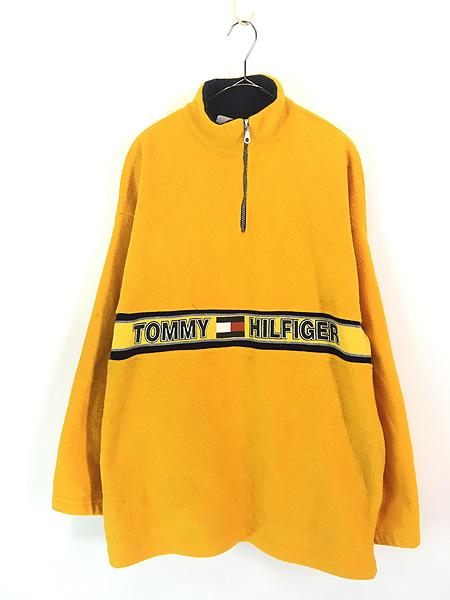 古着 90s   ライン ロゴ 刺しゅう ハーフジップ フリース ジャケット XL位 古着