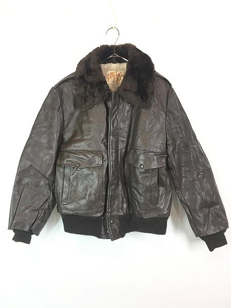 古着 70-80s Excelled G-1タイプ ボア ライナー 本革 レザー フライト ジャケット 44