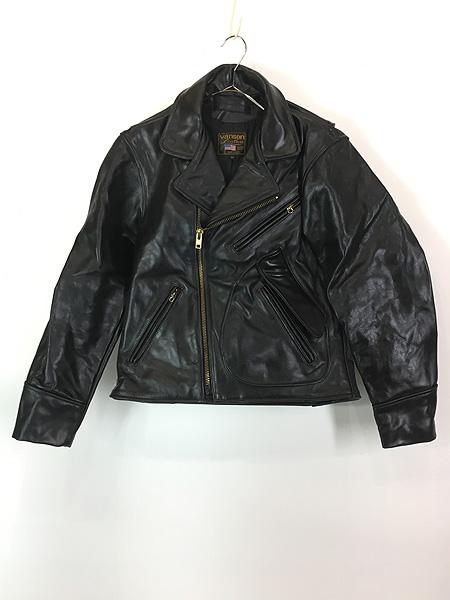 古着 00s USA製 Vanson 変形 Dポケット 本革 カウハイド レザー ダブル ライダース ジャケット 40 ミント!!