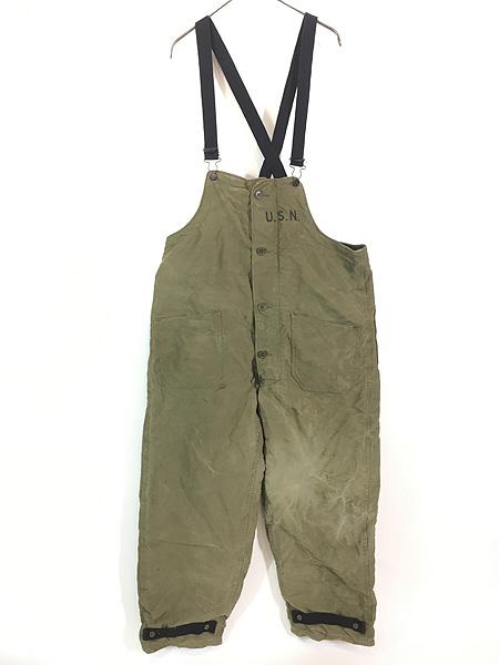 古着 40s 米軍 USN ステンシル ジャングルクロス N-1 デッキ パンツ オーバーオール M