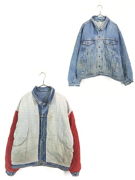 古着 90s 製 Levi's Red Tab スウェット × デニム リバーシブル トラッカー ジャケット Gジャン L