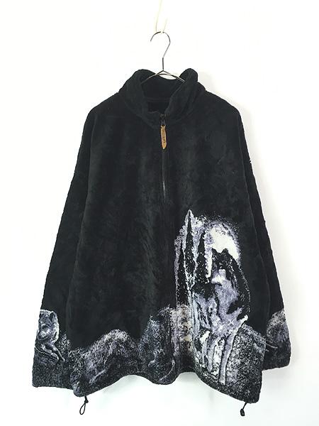 古着 90s USA製 RED HEAD オオカミ ウルフ アニマル フリース ジャケットXL 古着