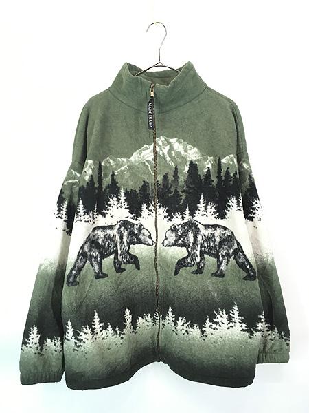 古着 USA製 熊 クマ アニマル フリース ジャケット L位 古着