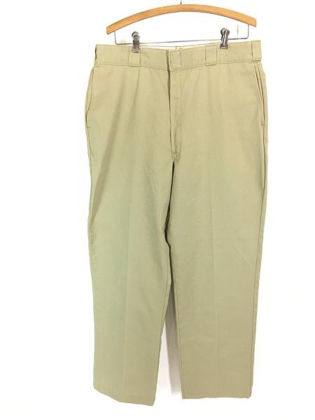 古着 90s USA製 Dickies コットンツイル ワーク チノ パンツ ストレート カーキ W37 L30