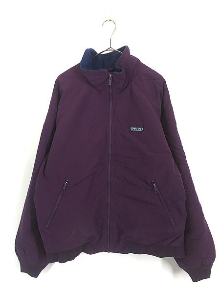 古着 90s USA製 LANDS' END 「Squall Jacket」 フリース ライナー パデッド シェルド スコール ジャケット パープル L