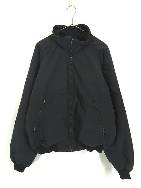 古着 80s USA製 LANDS' END 「Squall Jacket」 フリース ライナー パデッド シェルド スコール ジャケット オールブラック M