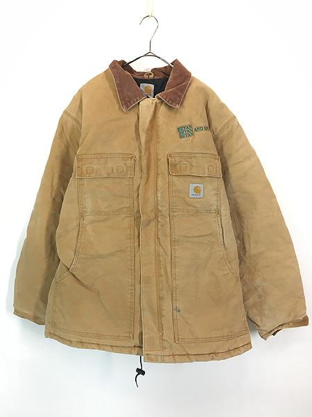 古着 90s Carhartt ブラウン ダック パデット トラディショナル コート XL位 古着