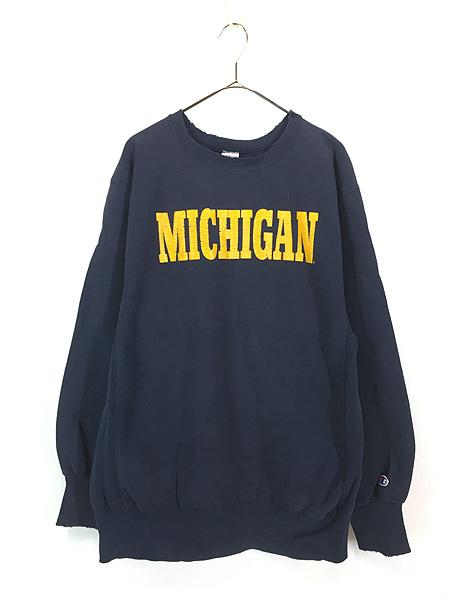 古着 90s USA製 Champion Reverse Weave 「MICHIGAN」 カレッジ リバース スウェット XL 古着