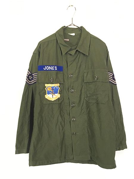 古着 60s 米軍 US 「1st 後期」 100% コットン サテン ミリタリー ファティーグ シャツ M ミント!!