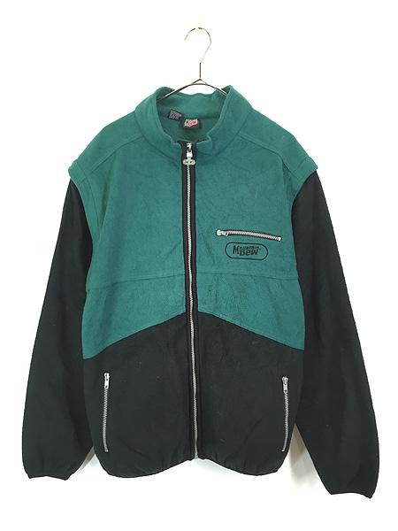 古着 90s Mountain Dew マウンテンデュー ドリンク 企業 2way バイカラー フリース ジャケット ＆ ベスト M位 古着