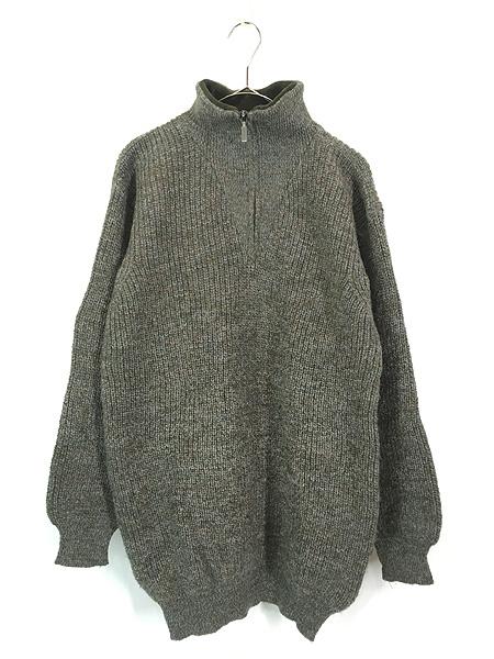 古着 00s Scotland製 Barbour 畦編み ローゲージ ヘビー ウール ハーフジップ ハイネック ニット セーター L