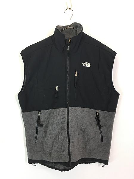 古着 90s USA製 TNF The North Face デナリ フリース ベスト 黒×グレー XL 古着