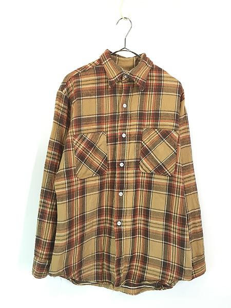 古着 70s BIG MAC ブラウン チェック 100%コットン ヘビー フランネル シャツ ヘビネル M