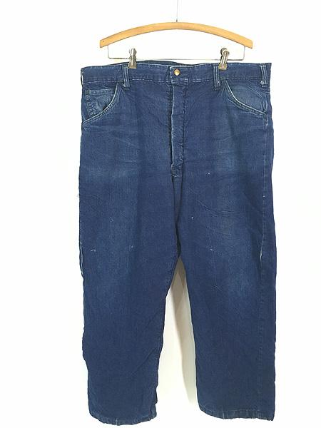 古着 60s USA製 Powr House レッド キルティング ライナー インディゴ デニム ワーク ペインター パンツ ストレート W40 L27.5