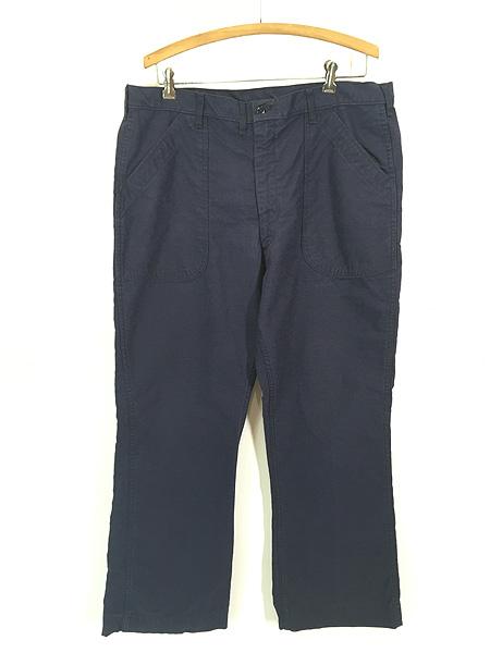 古着 70s 米軍 US NAVY 「Utility Dark Blue」 ミリタリー ステンシル ネイビー ベイカー パンツ フレア ミント!! W36 L30