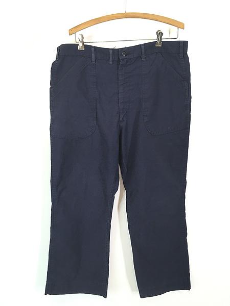古着 70s 米軍 US NAVY 「Utility Dark Blue」 ミリタリー ステンシル ネイビー ベイカー パンツ フレア ミント!! W37 L28