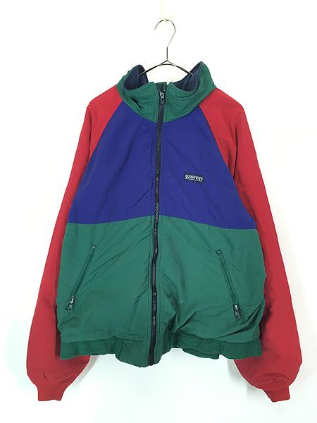 古着 90s LANDS' END 「Squall Jacket」 クレイジー パターン フリース ライナー パデッド シェルド スコール ジャケット XL位