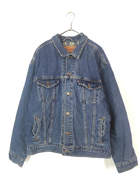 古着 90s USA製 Levi's 70699-0289 デカタグ チェック ライナー デニム ビッグシルエット トラッカー ジャケット Gジャン L