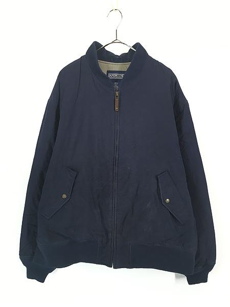 古着 90s LANDS' END パデッド ピーチスキン ドリズラー ジャケット ネイビー L