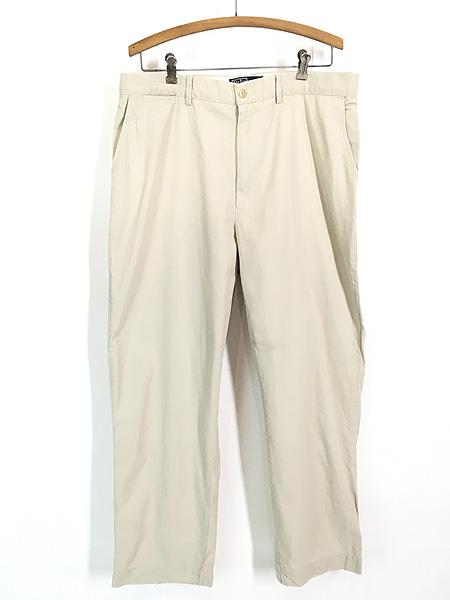 「Deadstock」 古着 Polo Ralph Lauren ノータック チノ パンツ テーパード アイボリー W36 L30 古着
