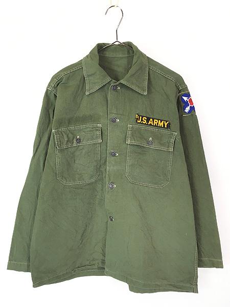 古着 50s 米軍 US ARMY 13スター ボタン 100% コットン サテン ミリタリー ユーティリティー ファティーグ シャツ L位?@