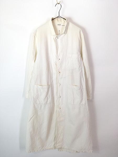 古着 50s angelica 包み チャイナボタン ホワイトキャンバス ワーク ショップ コート 40