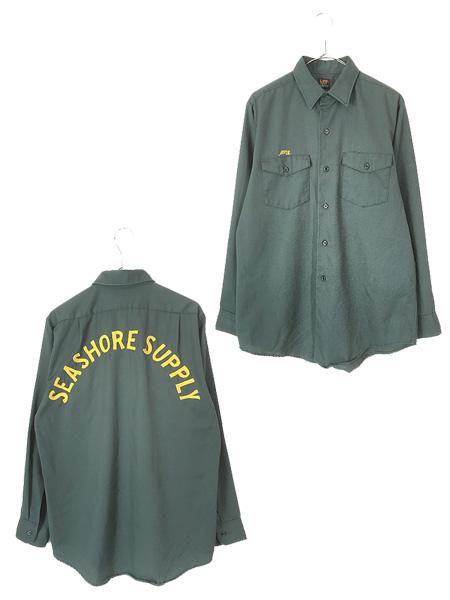 古着 60s USA製 Lee Chetopa 「SEASHORE SUPPLY」 豪華 チェーン ステッチ コットン ワーク シャツ 15