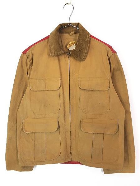 古着 50-60s SAFTBAK レッド × ブラウン 2tone コットン ダック フルジップ ハンティング ジャケット 40 美品!!