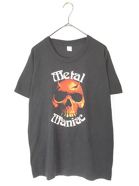 古着 80s USA製 l Maniac ボーン スカル ハードコア メタル ロック バンド Tシャツ L