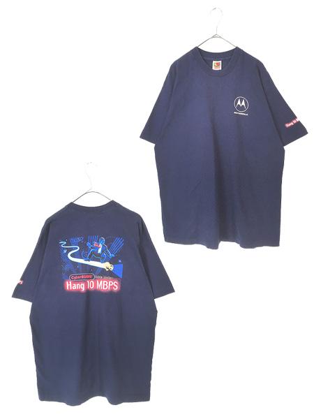 古着 90s MOTOROLA 「Hang 10 MBPS」 PC スマートフォン ソフトウェア グラフィック Tシャツ XL