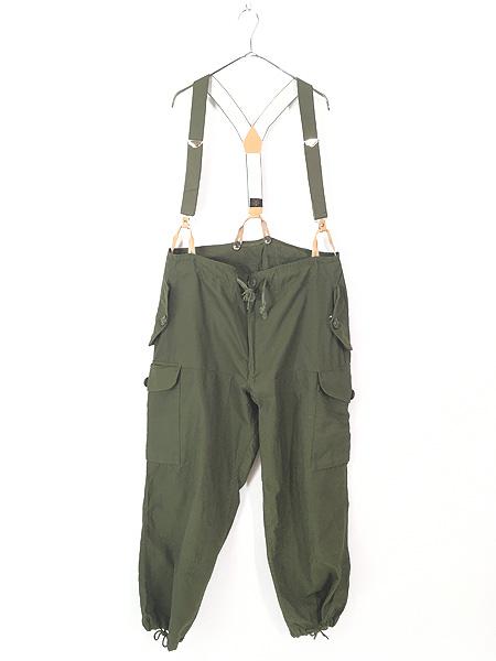 古着 80s カナダ軍 「ECW Windproof」 ミリタリー 光沢 ウインドプルーフ オーバー カーゴ パンツ サスペンダー付 6RL