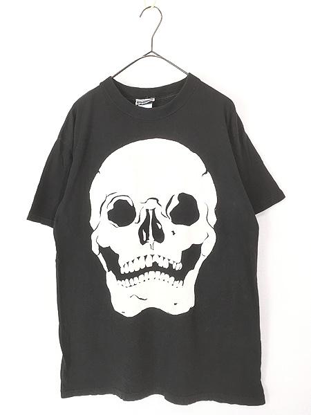 古着 90s RATTLE MY BONES スカル ボーン 蓄光プリント BIG フェイス Tシャツ L 古着