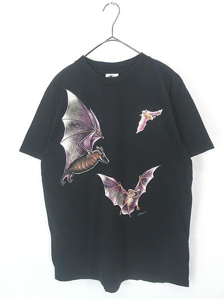 古着 90s USA製 HARLEQUIN コウモリ アニマル Tシャツ L 古着