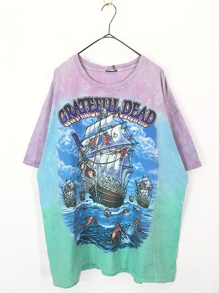 古着 00s Grateful Dead 「Ship of Fools」 スカル ローズ デッドベア ロック バンド タイダイ Tシャツ XL位