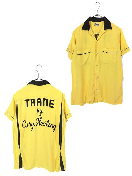 古着 60s Hilton 「TRANE by Cary Heating」 豪華 チェーン ステッチ レーヨン ボーリング シャツ M